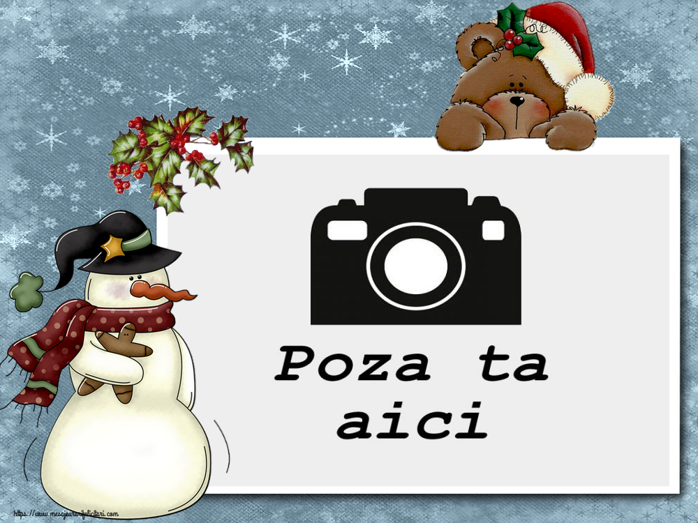 Rama foto cu omul de zăpadă si ursuleț in costum de moș crăciun ...