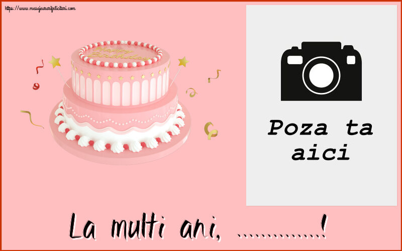 La multi ani cu tort roz cu Happy Birthday - Ramă foto cu nume și poză ...