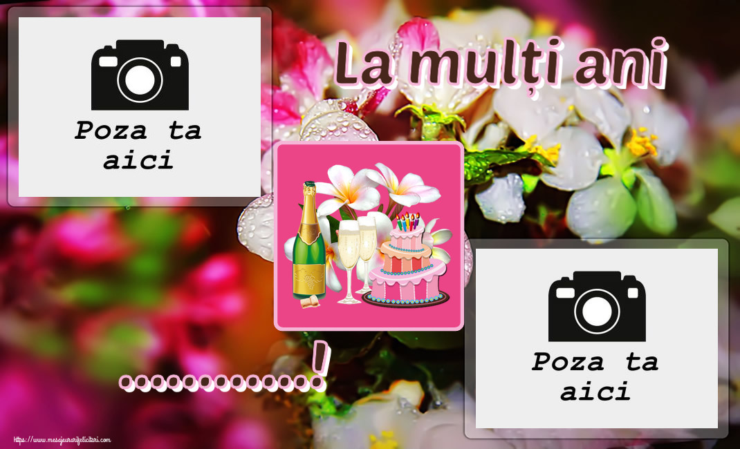 2 Poze - fundal cu flori, tort, șampanie și flori - desen ...