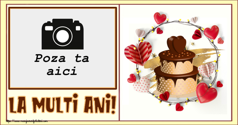 Ramă foto cu o poză și tort de ciocolată cu inimioare | Personalizare ...