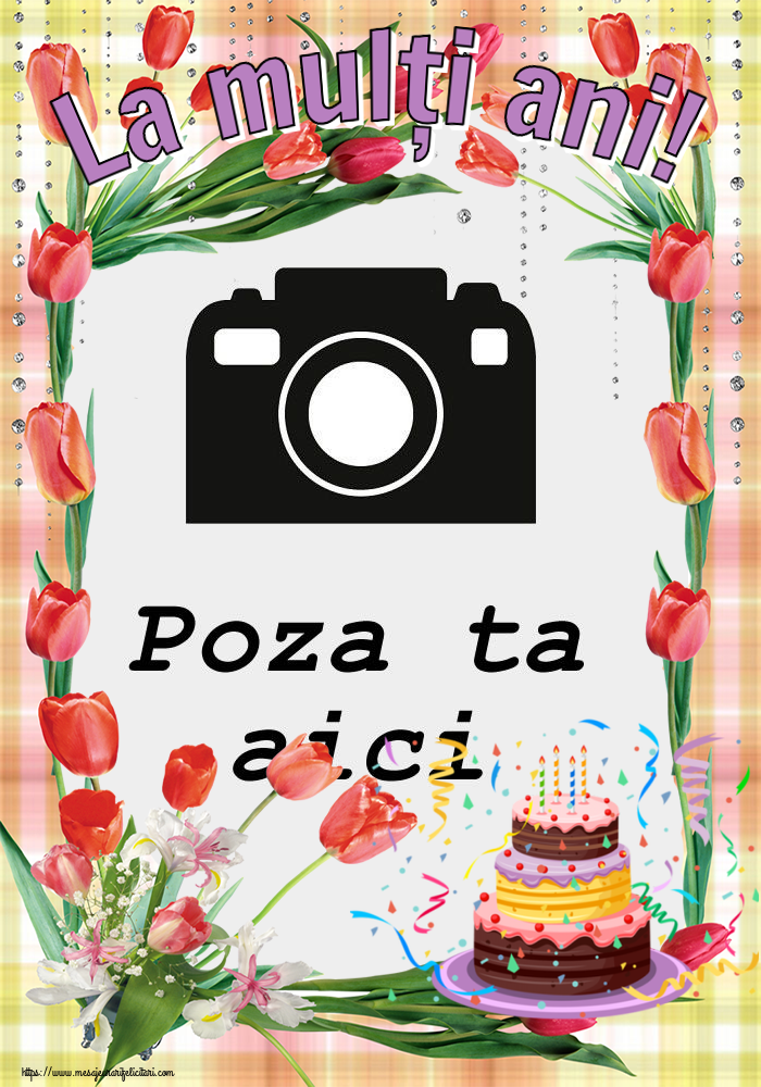 Rama foto cu lalele și tort și confeti | Personalizare felicitari cu ...