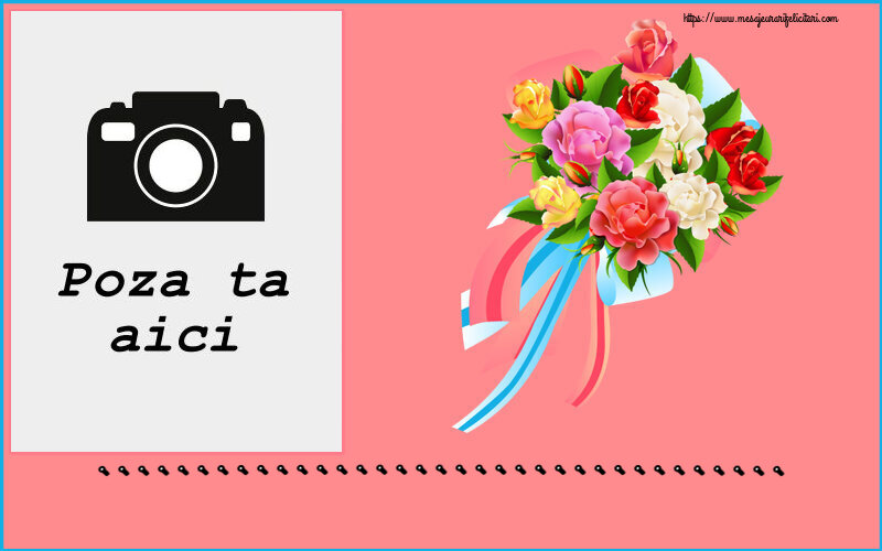 Ramă foto cu buchet de flori multicolor - text și poză | Personalizare ...