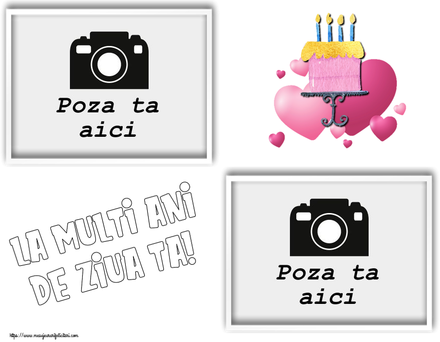 Rama foto cu 2 poze - tort cu inimioare roz | Personalizare felicitari ...