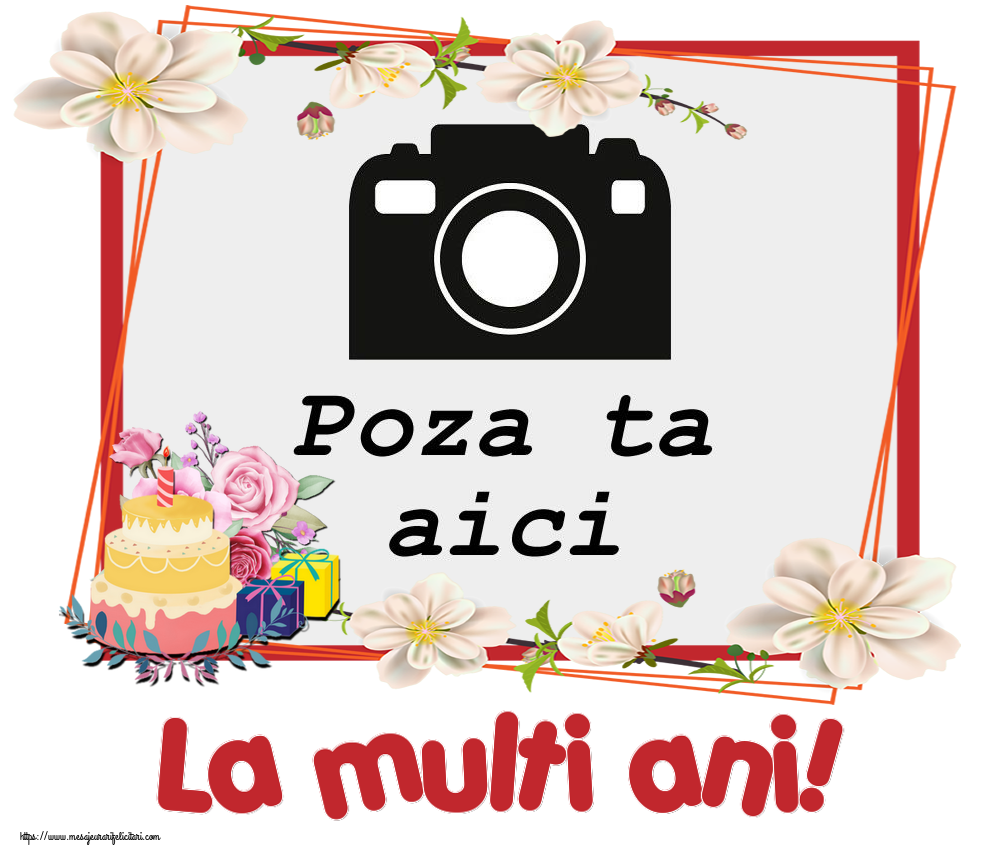 Rama foto 3D cu flori și tort și cadouri | Personalizare felicitari cu ...