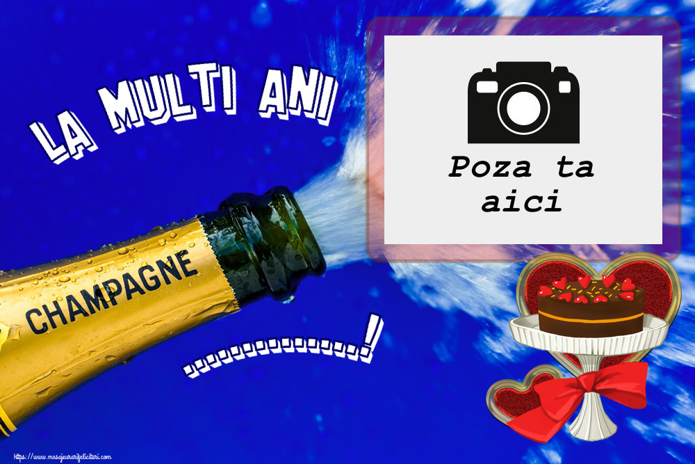 Poza pe fundal cu șampanie, tort și inimioare | Personalizare ...