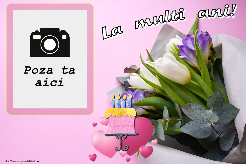 La multi ani! - Rama foto ~ tort cu inimioare roz | Personalizare ...