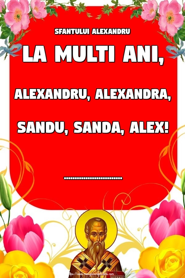 Sfantului Alexandru La Multi Ani Alexandru Alexandra Sandu Sanda Alex Personalizare