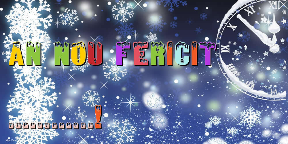 An nou fericit ...! - Fundal cu steluțe și ceas de gheață ...