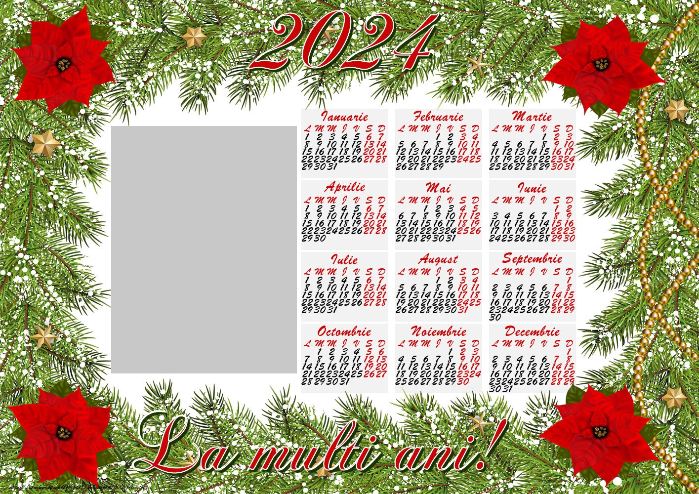 La multi ani 2024! - Calendar Model 0076 cu aranjamente de Craciun ...