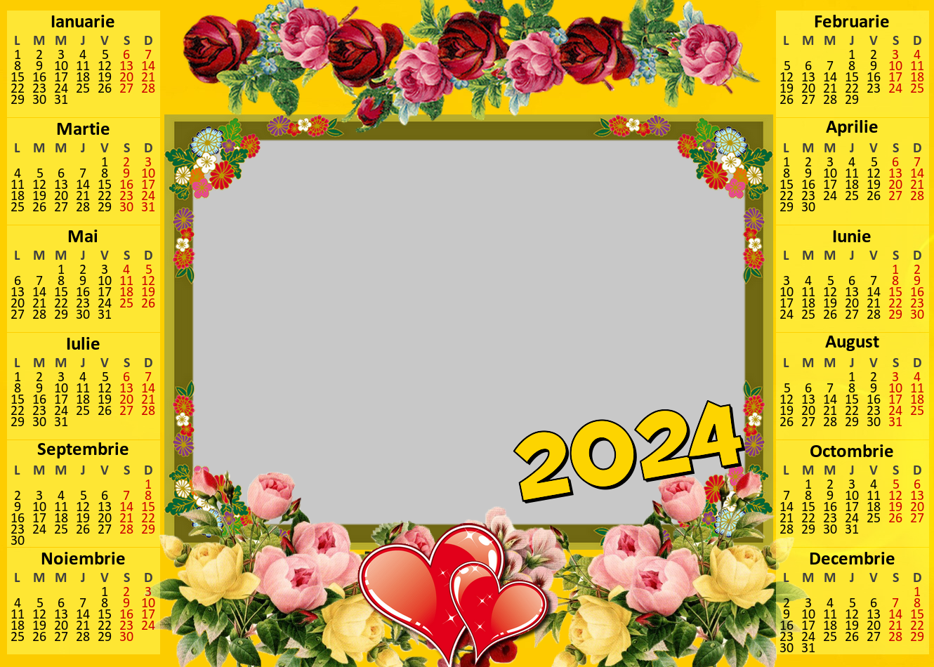 Calendar 2024 cu poza - Globuri New Year - Model 0083 | Personalizare ...