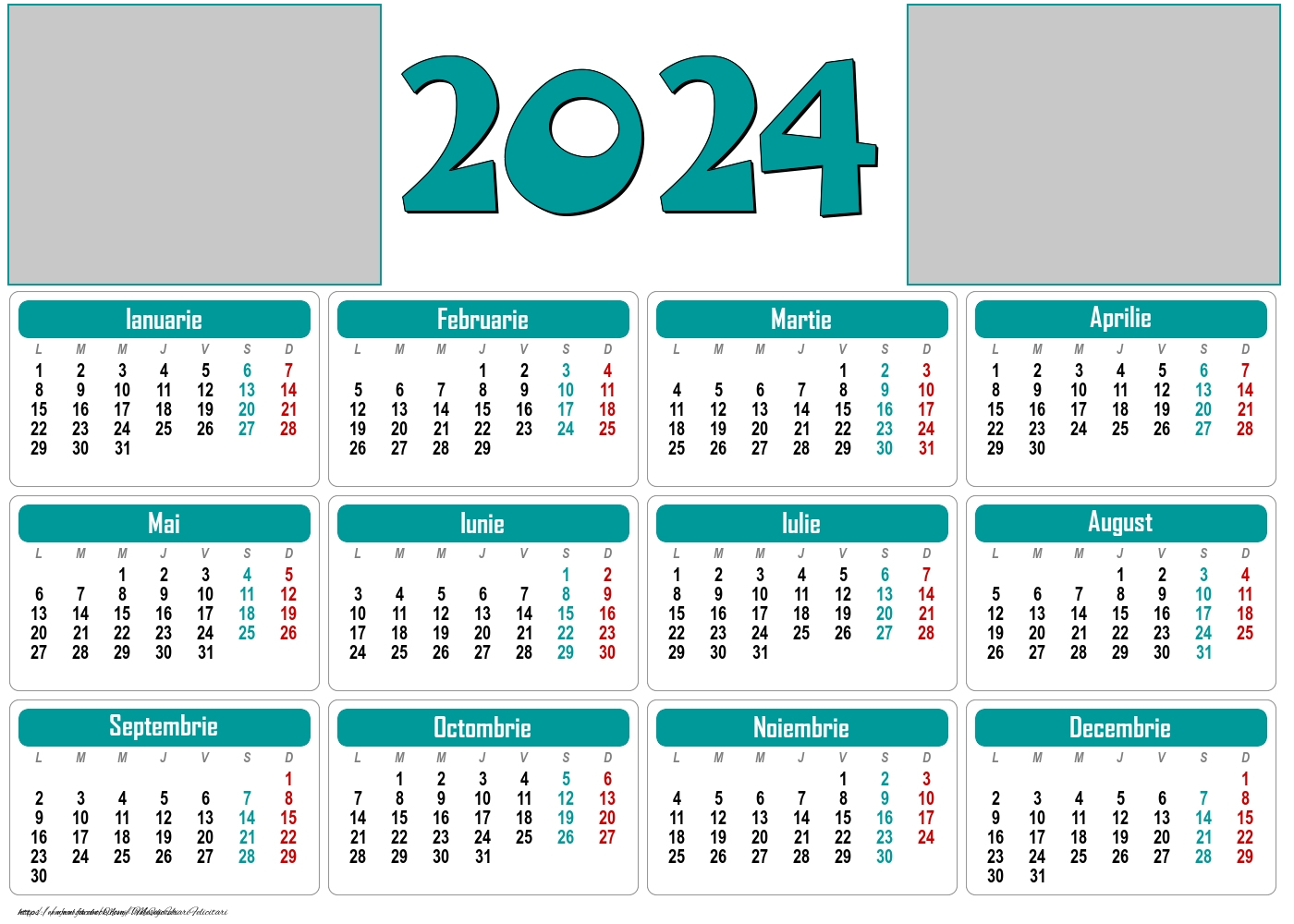 Calendar 2024 cu 2 poze - Clasic - Model 0077 | Personalizare calendare ...