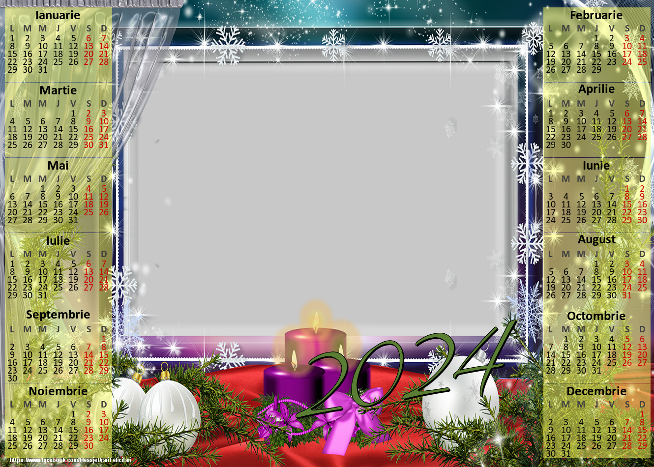 Calendar 2024 cu poza - Aranjament de Craciun | Personalizare calendare ...