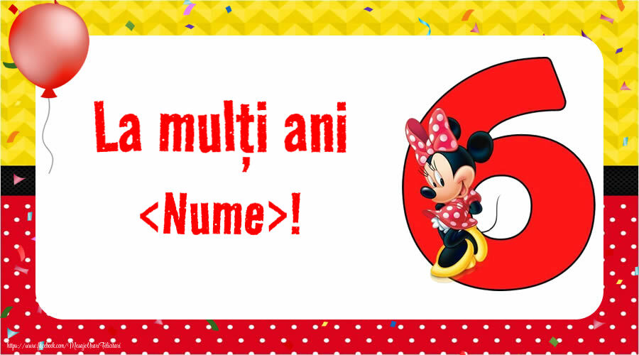 La mulți ani 6 anișori fetiță cu Minnie Mouse | Personalizare ...