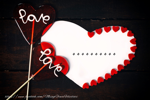 Love, love cu inimioare, numele in imagine | Personalizare felicitari ...