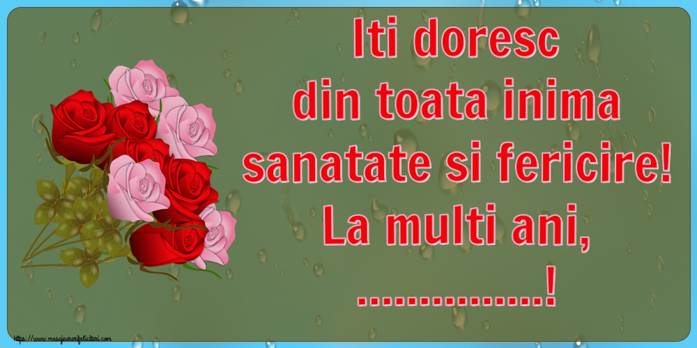 Urare din toata inima cu nouă trandafiri | Personalizare felicitari cu ...