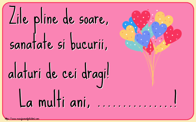 Mesaj pentru aniversare cu baloane inimioare | Personalizare felicitari ...