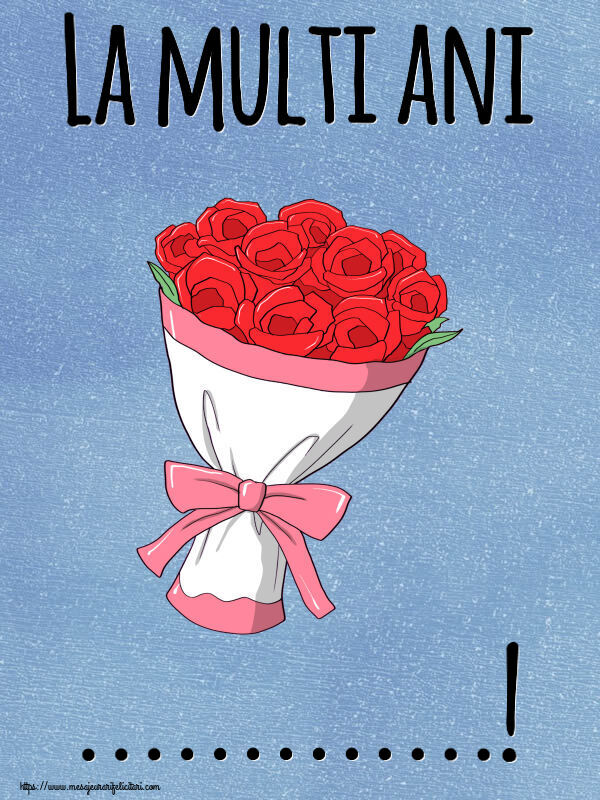 Felicitare cu desen cu buchet de flori pe fundal albastru în degrade ...