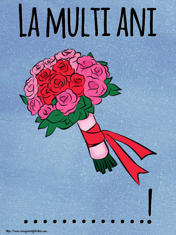Felicitare cu buchet de flori - Pictură pe fundal albastru în degrade ...
