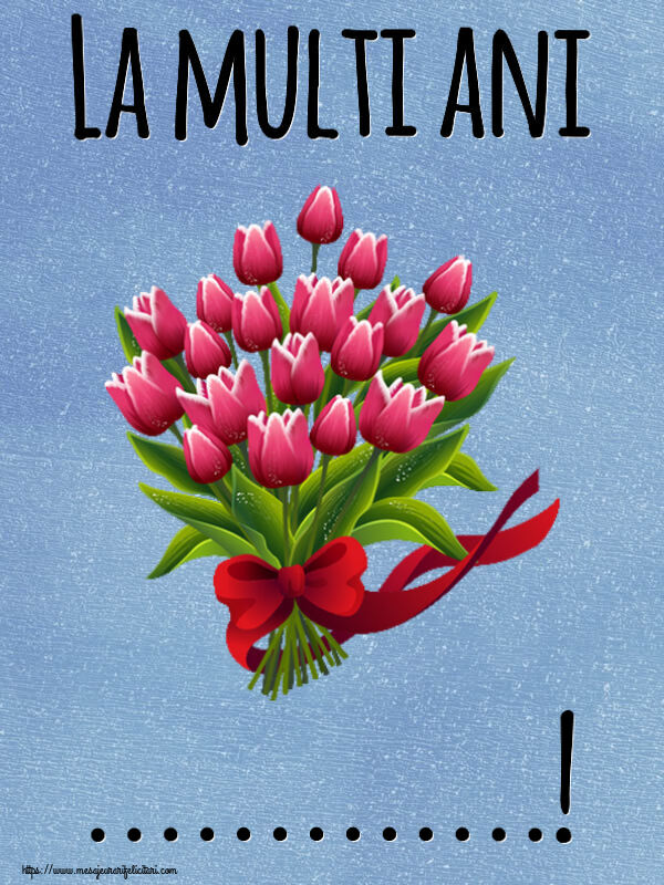 Felicitare cu buchet de lalele - Clipart pe fundal albastru în degrade ...
