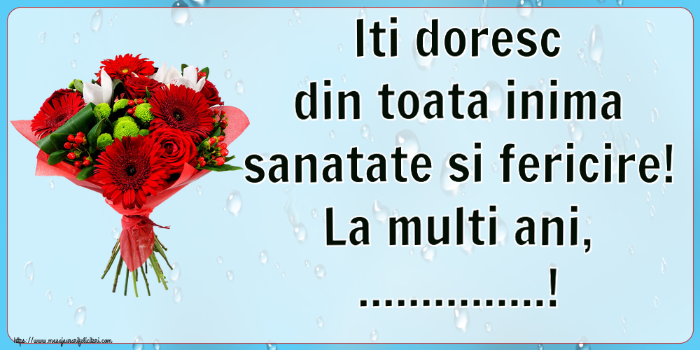 Urare din toata inima cu buchet cu gerbere | Personalizare felicitari ...