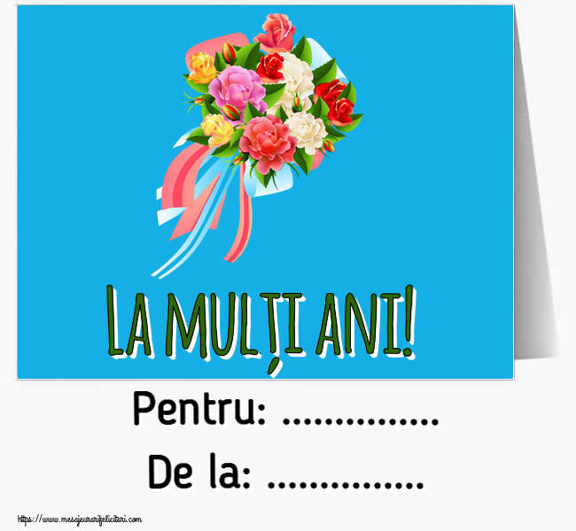 Felicitare tip birou cu buchet de flori multicolor | Personalizare ...