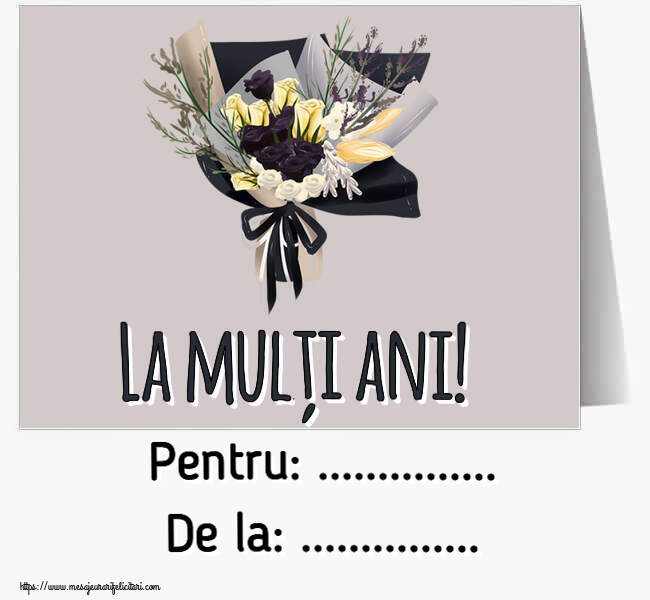 Felicitare tip birou cu buchet de flori desenat | Personalizare ...