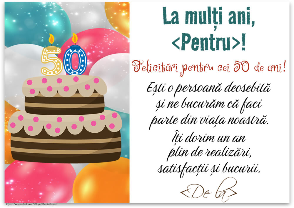 Felicitări pentru cei 50 de ani! - mesaj cu dedicație | Personalizare ...