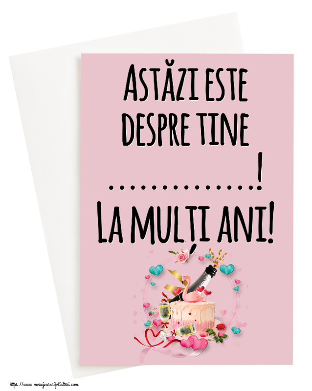 Felicitare tip portret cu șampanie și tort | Personalizare felicitari ...