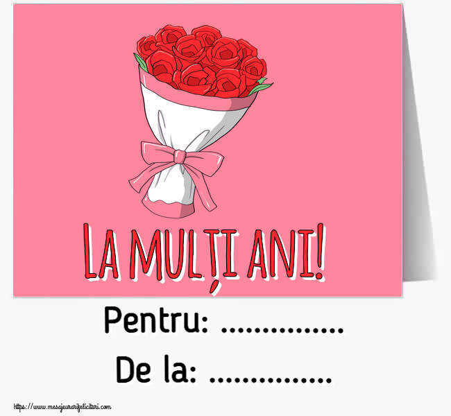 Felicitare tip birou cu desen cu buchet de flori | Personalizare ...