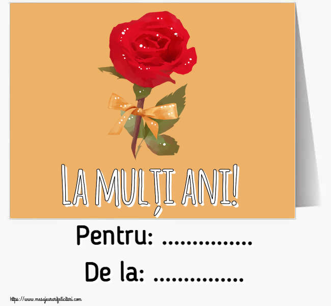 Felicitare tip birou cu un trandafir rosu pictat | Personalizare ...