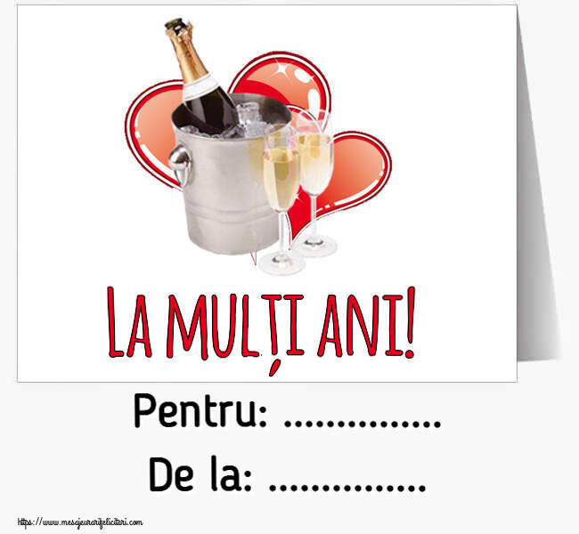 Felicitare tip birou cu șampanie și inimioare | Personalizare ...