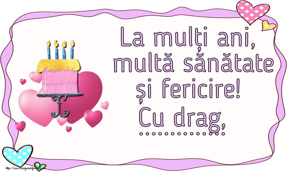 Inimioare & tort cu inimioare roz | Personalizare felicitari cu nume ...