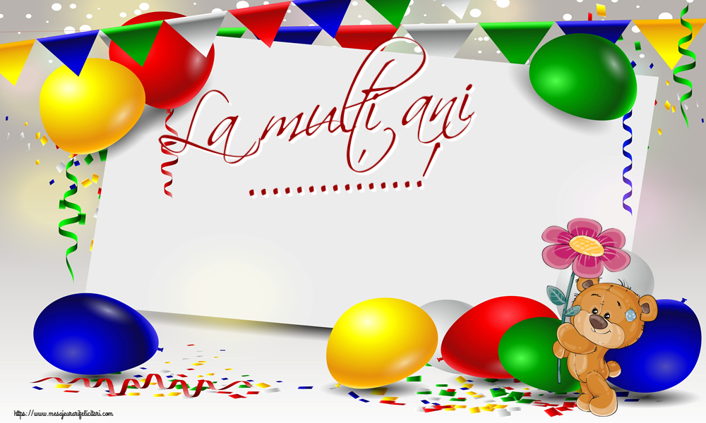 Teddy cu o floare și baloane | Personalizare felicitari cu nume ...