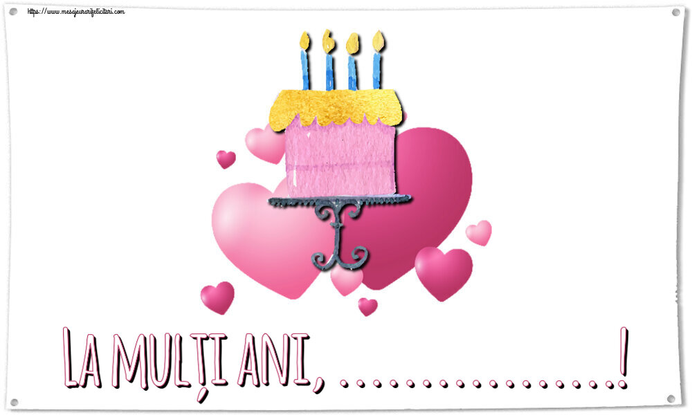Felicitare cu tort cu inimioare roz - Scrie numele | Personalizare ...
