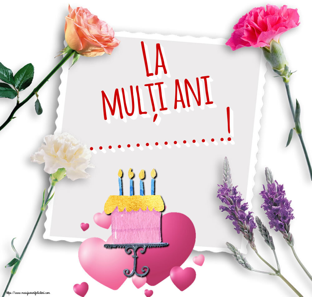 Garoafe & Trandafiri & tort cu inimioare roz | Personalizare felicitari ...