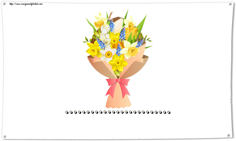 Felicitare cu flori galbene, albe și albastre - Scrie textul tău ...