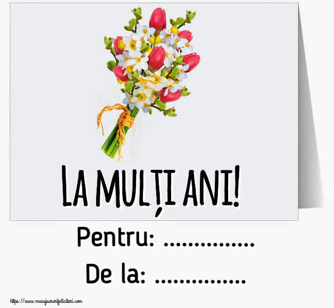 Felicitare tip birou cu buchet lalele | Personalizare felicitari cu ...